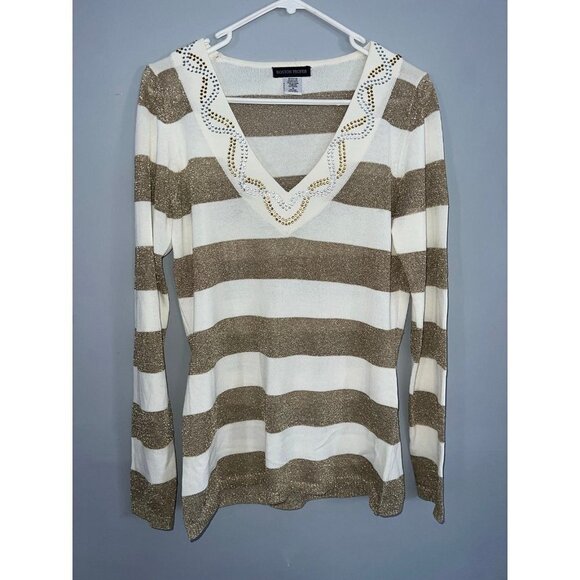 Boston Proper | Sweaters | Boston Proper Womens Rhinestone Sweater Sz ...